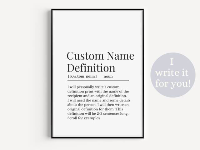 Custom Definition Print, Personalised Name Print Gift, Original by Etsy ...