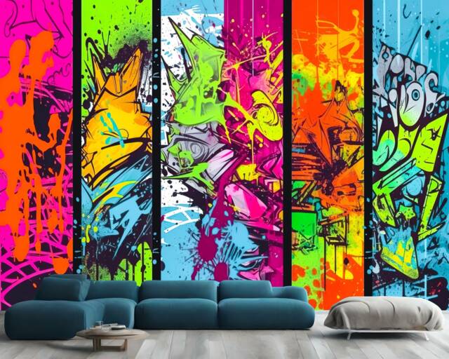 Colorful Graffiti Paint Splatter Fragments Ai Gift Art Print Photomural ...