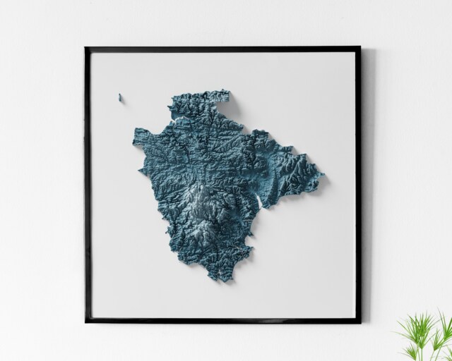 Devon County, England - Shaded Relief Map Natural Topography by Etsy | ufurnish.com