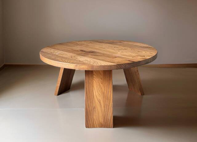 Modern Rustic Round Coffee Table Wood, Unique Table, Handmade Furniture ...