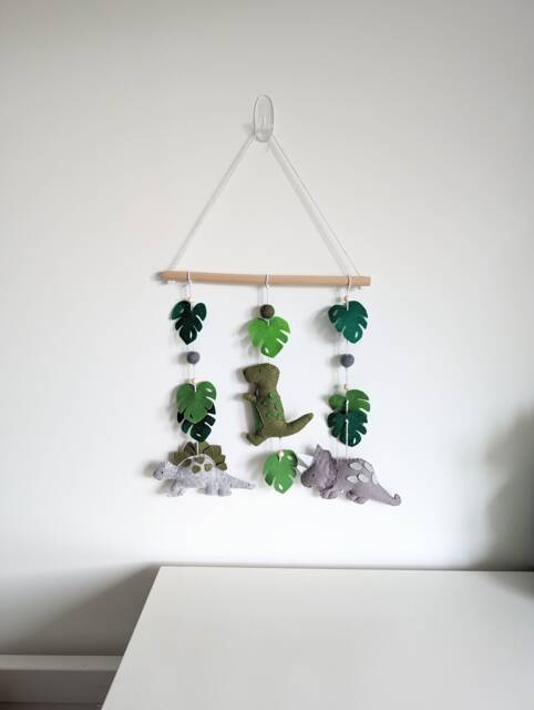 Dinosaur Wall Hanging, Dinosaur Bedroom Decor, Felt Dino Nursery T-Rex ...