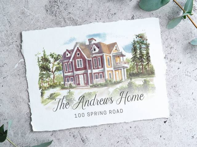 Custom Home Portrait, Watercolor House Painting, Realtor Gift, Print ...