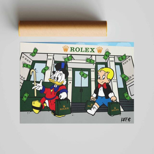 Scrooge Mcduck X Richie Rich Rolex - Poster Art Print Street ...