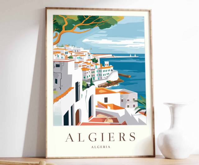 Algiers Poster, Travel Print, Islamic Wall Art, Decor, Tropical City Algeria Gift, Poster by ...