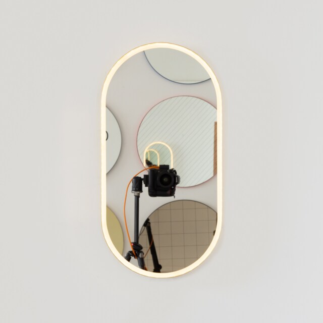 Capsula??? Front Illuminated Capsule Shaped Mirror With Brass Frame, Xl ...