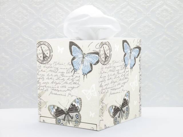 Tissue Box Cover Holder Butterflies Vintage Tissue Cube Decoupage by ...