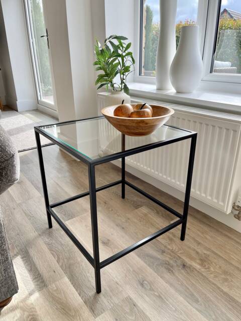 Madison Glass Metal Side Table - Black by Etsy | ufurnish.com