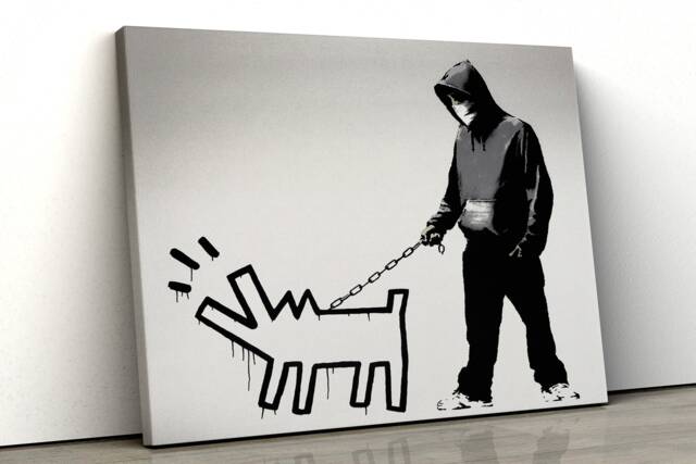 Banksy Dog Bark Black & White Canvas Famous Wall Art Print Various ...