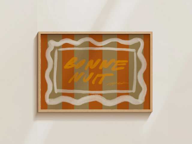 Bonne Nuit French Goodnight Print, Large Horizontal Wall Art, Above Bed ...