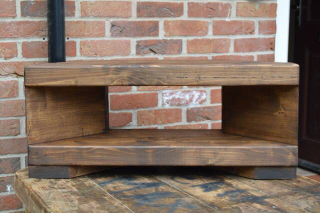 Corner Rustic Tv Unit Extra Chunky Solid Wood Stand/Cabinet Rustic ...