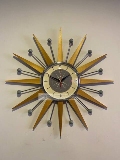 21 Inch Hand Made Mid Century Style Starburst Clock By Royale, Dove ...