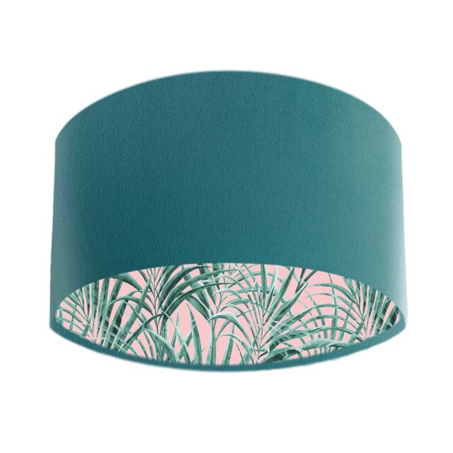 Teal Blue Velvet Lampshade With Palms Delight Lining by Etsy | ufurnish.com