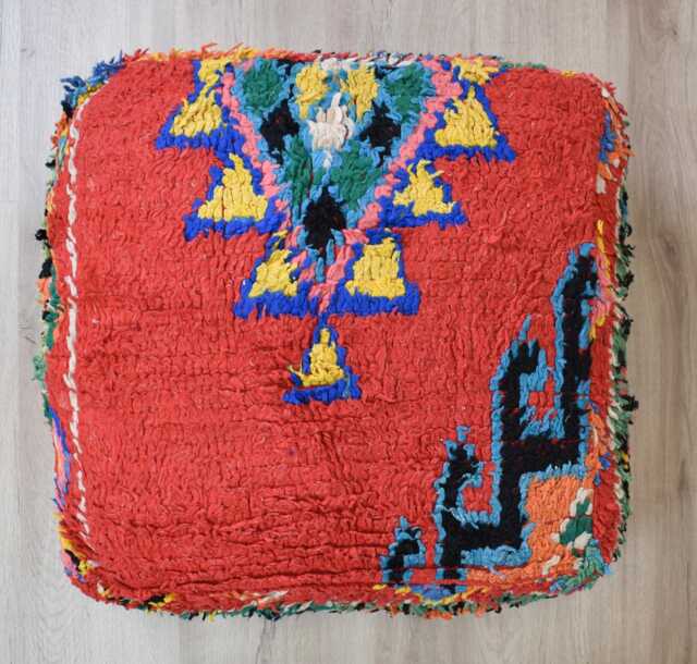 Berber Vintage Kilim Pouf - 100% Wool & Cotton Handwoven Moroccan ...