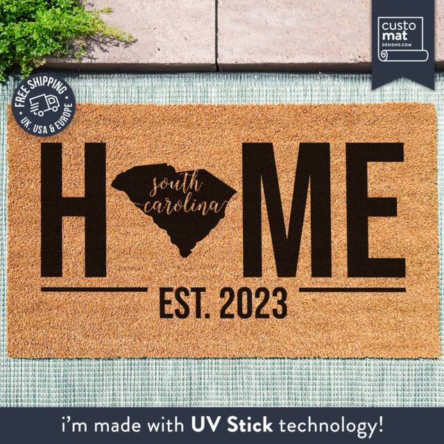 South Carolina State Map - Personalized Home Door Mat Us Custom Rug ...