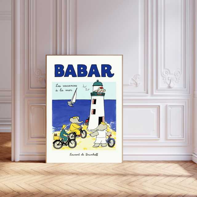 Babar The Elephant Vaction Nursery Wall Art Retro Kids Decor Quote ...