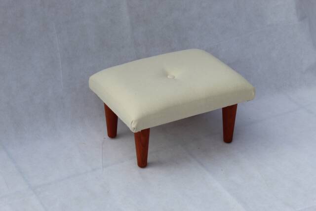 Small Buttoned Footstool Pouffe - Warwick Fabrics Chambray Cashew Stool ...