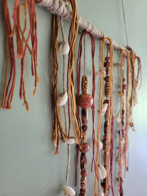 Boho Hippy Wall Decor Indoor Rustic Hanging Shells Ethnic Beads Art by ...