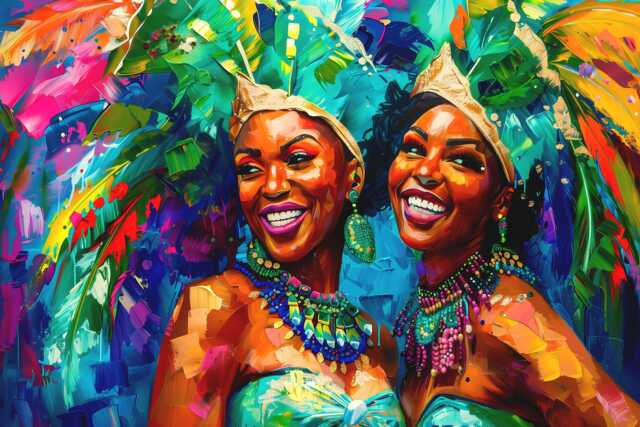 Caribbean Carnival Girls Enjoying The in Trinidad Blue & Green by Etsy ...