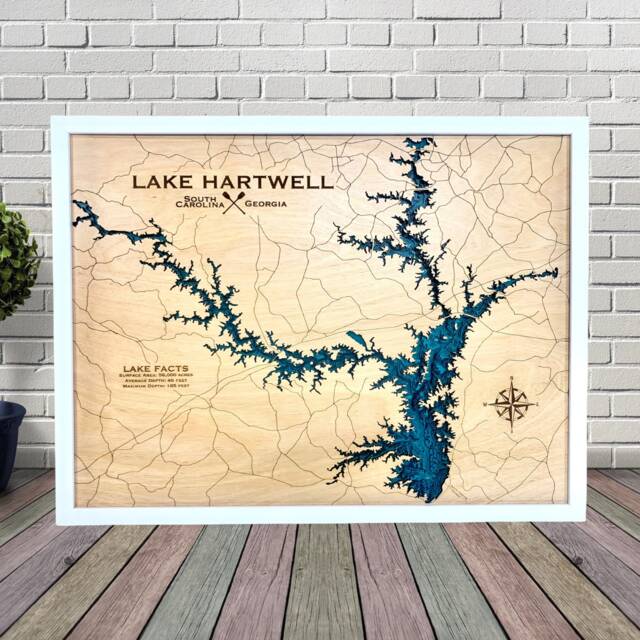 Lake Hartwell, Custom Wood Map, House Decor, Lake Map, Depth Cabin by ...