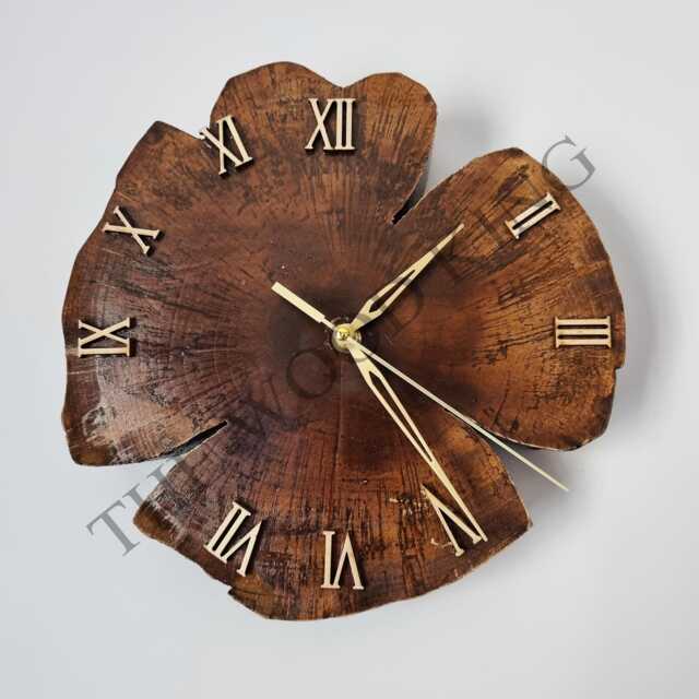 Tree Wall Clock, Flower Oak Slice Natural Decor, Silent Mechanism ...