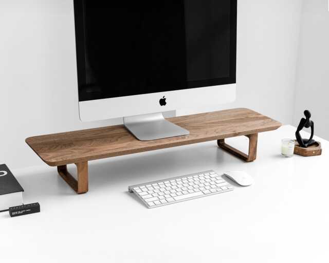 Handcrafted Wooden Monitor Stand With Custom Tray Options - Walnut Or ...