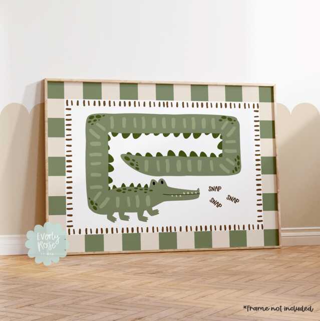 Cool Crocodile Print, Quirky Crocodile, Safari Prints, Nursery, Kid ...