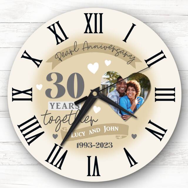 30Th Wedding Anniversary Pearl Photo Personalised Gift Clock by Etsy ...