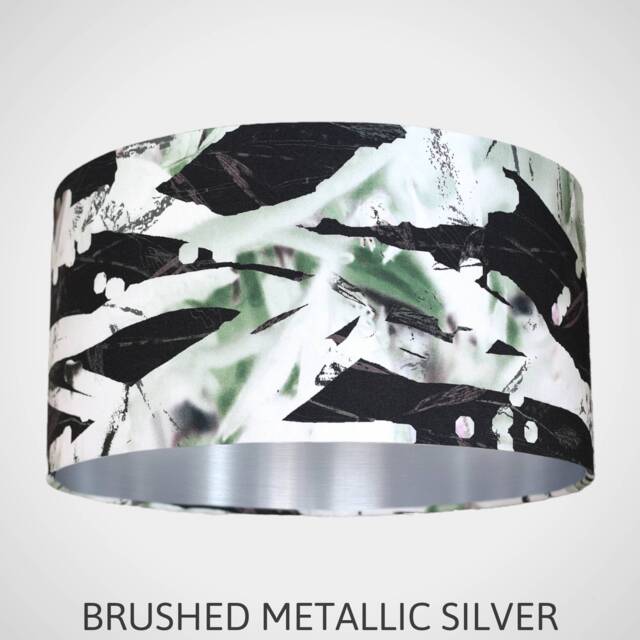 Abstract Graffiti Lampshade With Silver Lining in Scandi Fabric, Green ...
