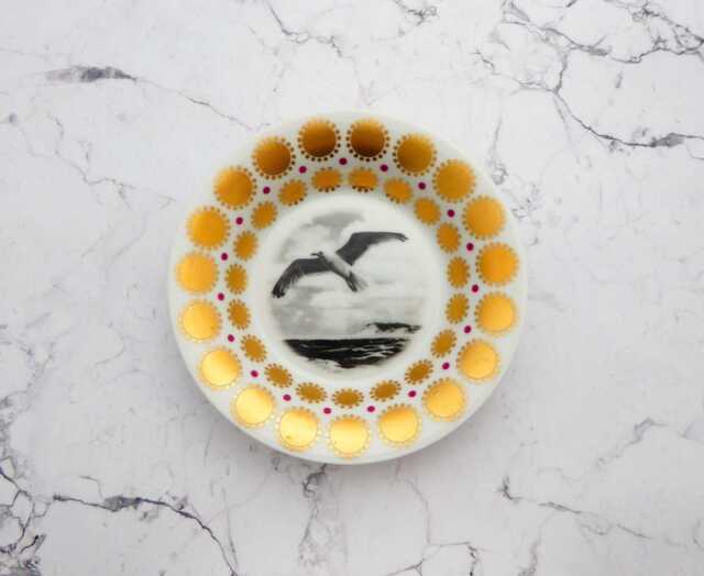Wall Plate Seagull 10 cm Vintage Deko Deko Gold Edg Wall Hanging by ...