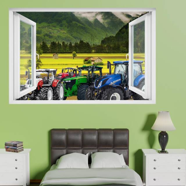 Summer Fields Powerful Modern Tractors Wall Art Sticker Decal Mural ...