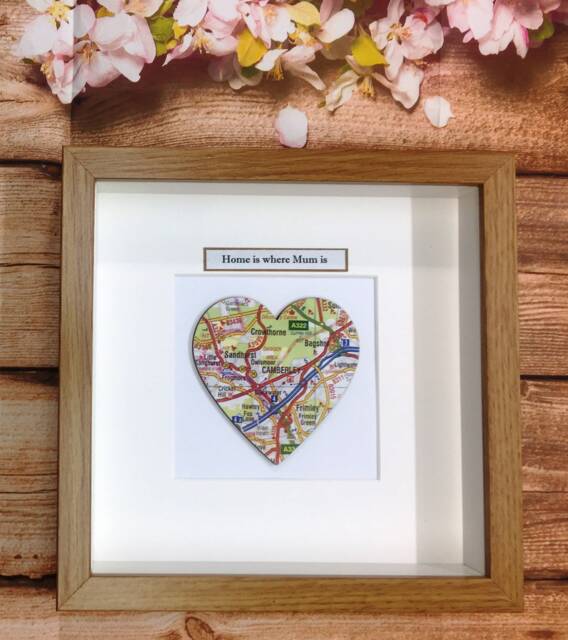 Mother's Day Personalised Gift, Home Is Where Mum Frame, Location Map ...