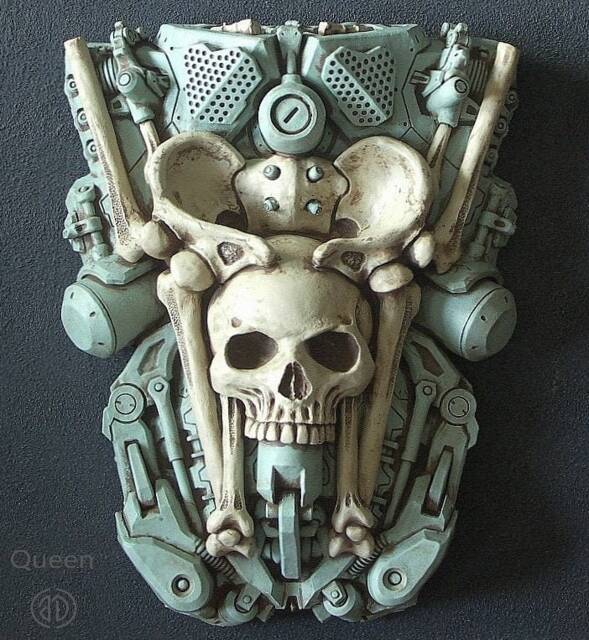 Cyberpunk Skull Steampunk Sculpture Bones Skeleton Bio Punk Giger ...