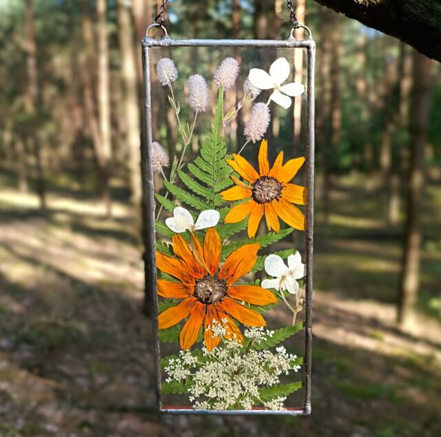Pressed Flower Suncatcher Botanical Stained Glass Frame by Etsy ...