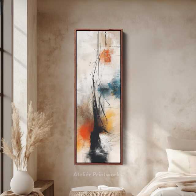 Vertical Wall Art Long Narrow Colourful Abstract Art, Tall Slim Wall ...