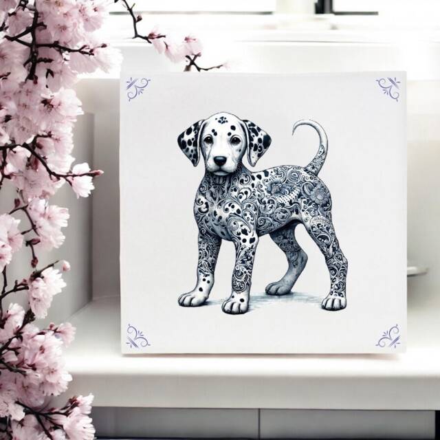 Dalmatian, Dog, Tile, Delft Blue, Kitchen Bathroom Wall Art, Kitchen ...