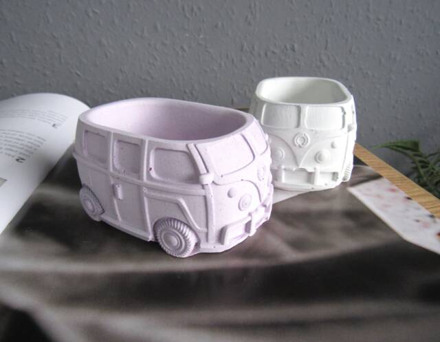 Concrete Bus Plant Pot Cactus Cute Planter Miniature Gift Unique Gift ...