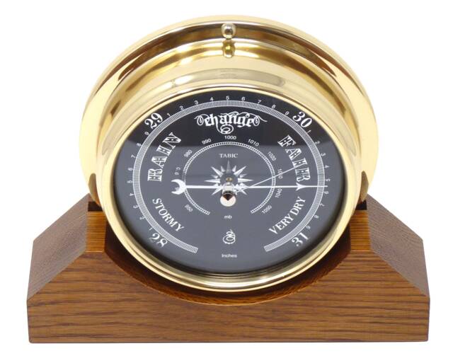 Handmade Prestige Barometer With Jet Black Dial Mounted On An English ...
