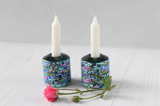 Shabbat Bright & Colorful Candle Double Sided Holders by Etsy ...