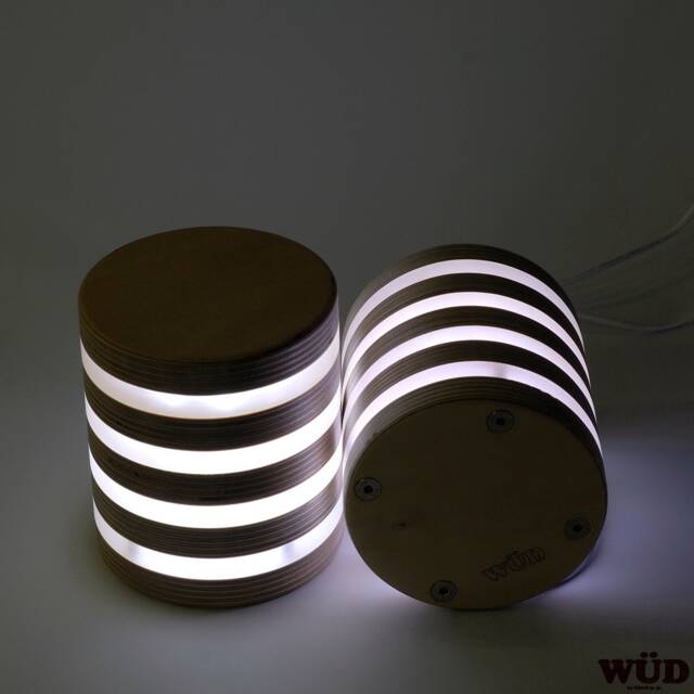 Pair Of Modern Wooden Table Lamp, Modern Nightstand Plywood & Acrylic ...