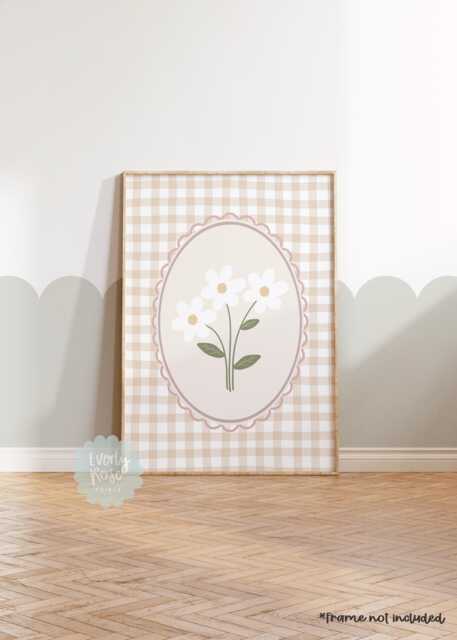 Personalised, Girls Nursery Prints, Vintage Style, Bedroom, Gingham ...