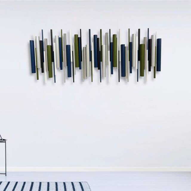 Olive Green & Dark Blue Wall Decor - Modern Wood Bespoke Copper Antique ...