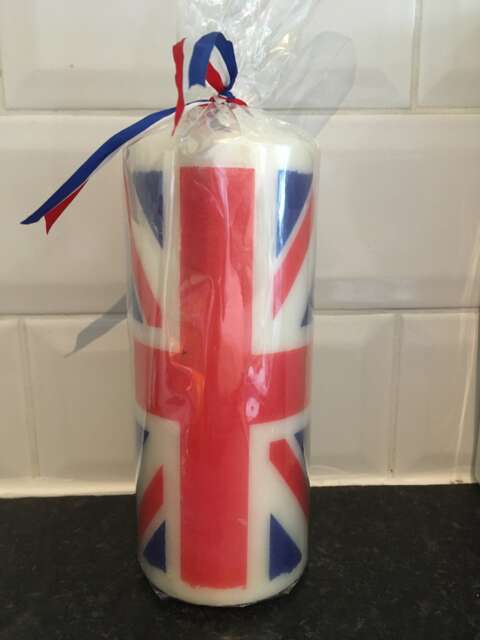 Free P&p Large Union Jack British Flag Candle 20cm Hand Decorated ...