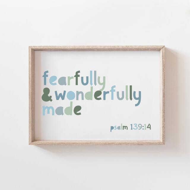 Fearfully & Wonderfully Made Print, Christian Wall Art, Scripture ...