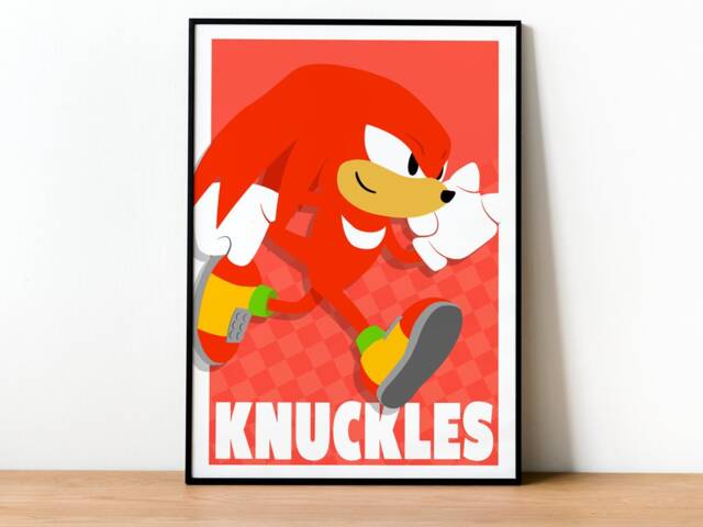 Knuckles The Echidna - Sonic Hedgehog Poster Print Wall Art, Gaming ...