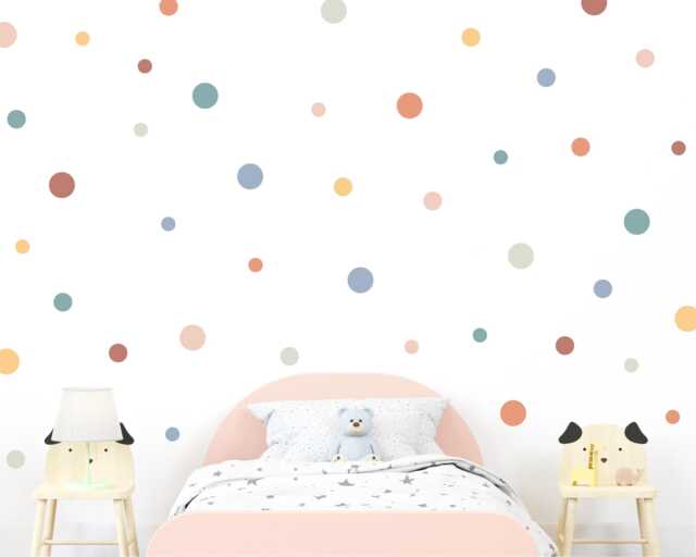 Pastel Polka Dot Wall Decals Earthy Neutral Nursery Decor, 90 Spots by ...