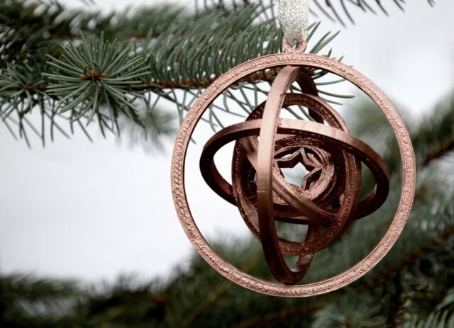 3D Printed Modern Voronoi Kinetic Gyro Christmas Tree Ball Present Home ...