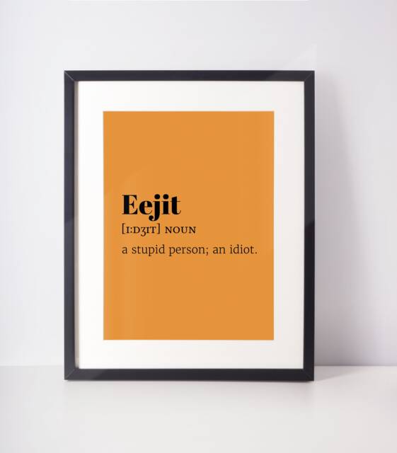 Eejit Unframed Print Scots Room Decor Home Minimalist Colour Bright ...
