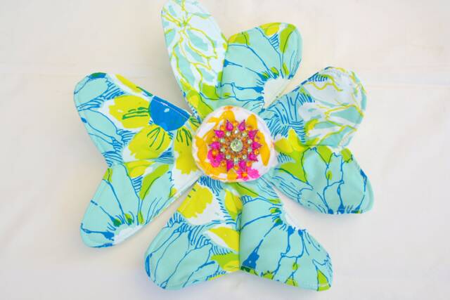 Whimsical Wall Flower, Funky, Fun Decor, 3-D Fiber Art Flower in Aqua ...