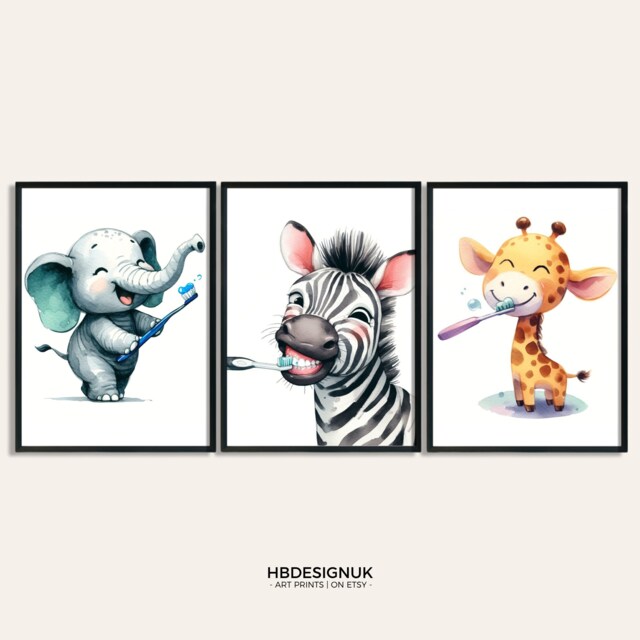 Kids Dentist Print Set - 3 Posters - Dental Office Decor Clinic Wall ...