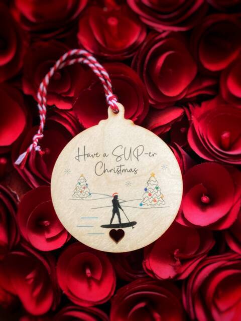 Have A Sup-Er Christmas Wooden Bauble Sup Board Decoration Ornament ...